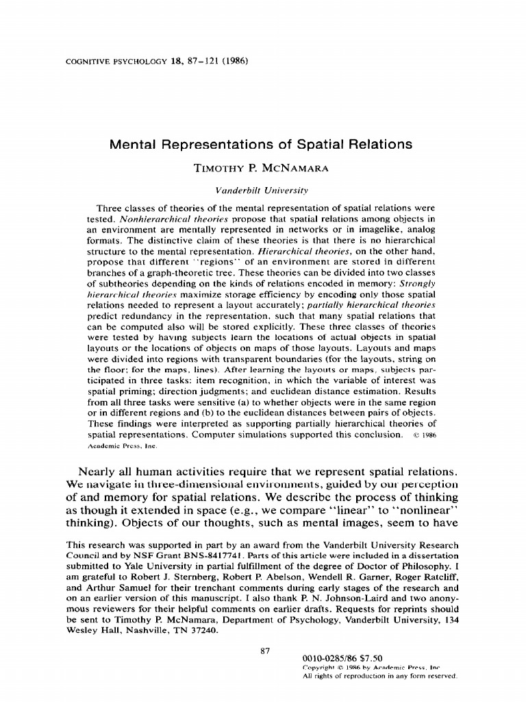 Mental Representations of Spatial Relations | PDF | Priming (Psychology) | Hierarchy
