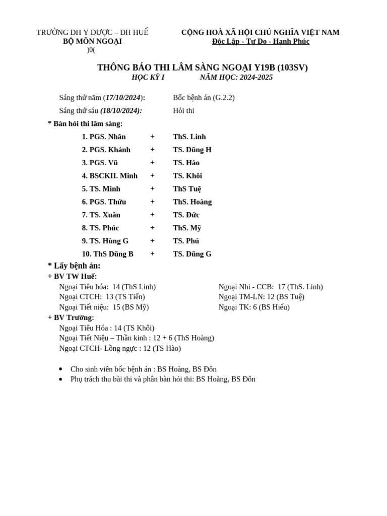 Thong Bao Thi Lam Sang y6b 2024 | PDF