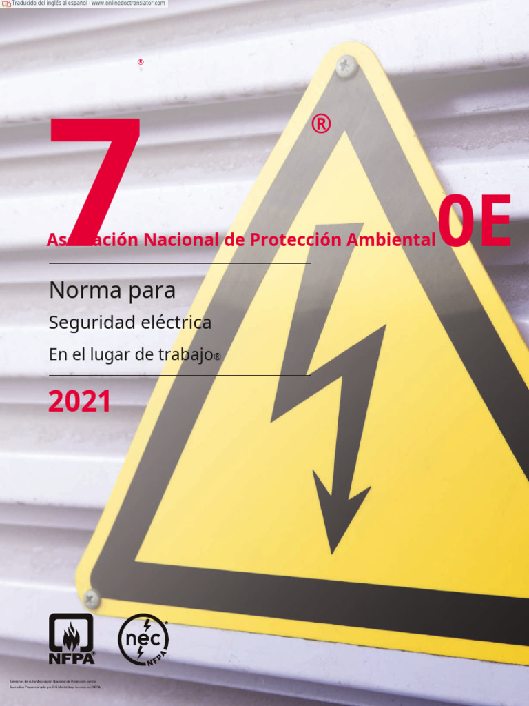 NFPA 70E Standard For Electrical Safety in The Workplace - En.es | PDF ...