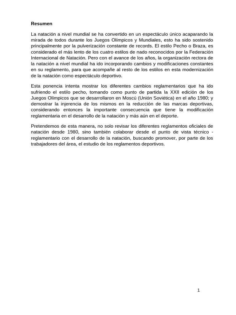 monografia natacion pecho | PDF | Natación (deporte) | Nadando