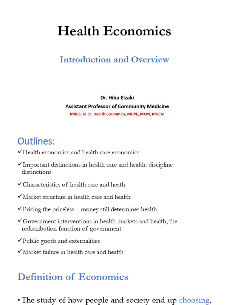 Introduction Health Economics | PDF | Economics | Health Economics