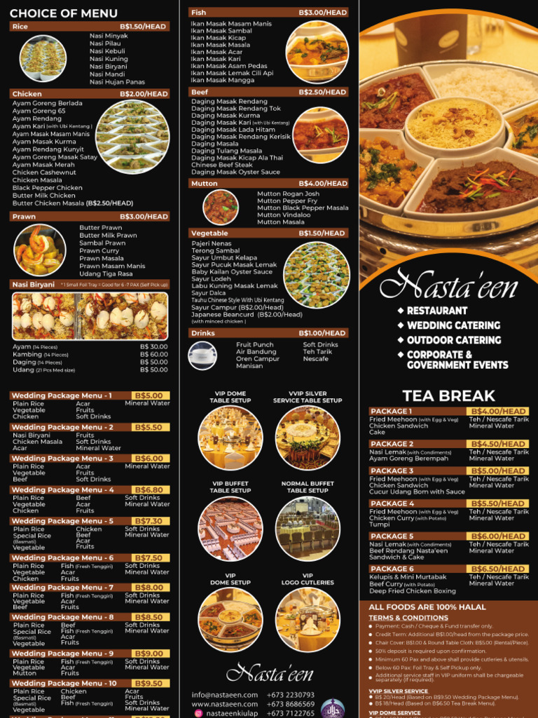 Catering Menu Nastaeen Updated Sep-2023 | PDF