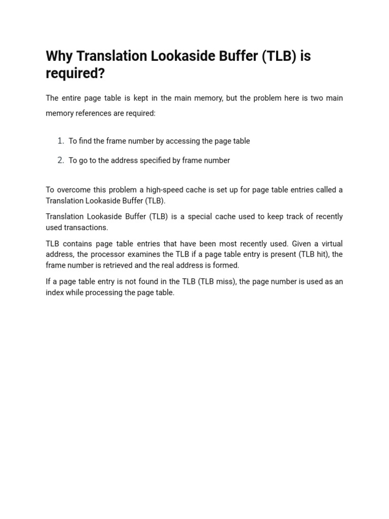 Translation Lookaside Buffer | PDF