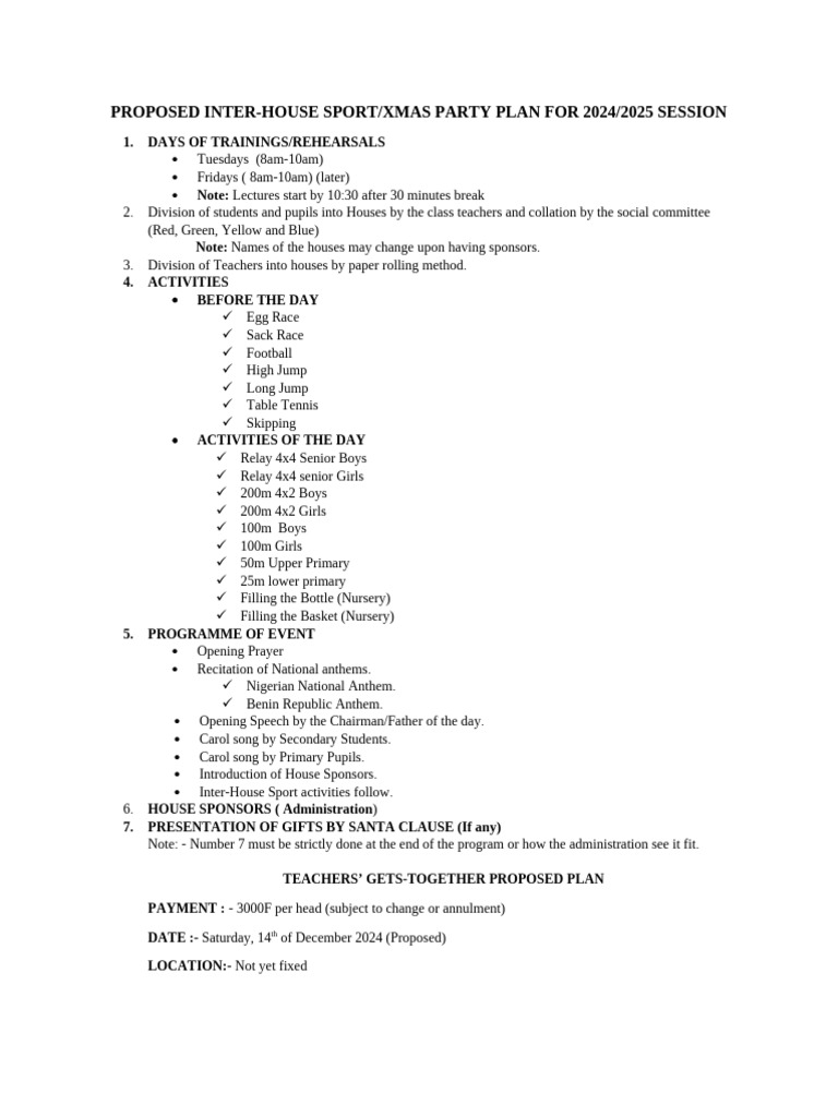 Inter House Sport | PDF