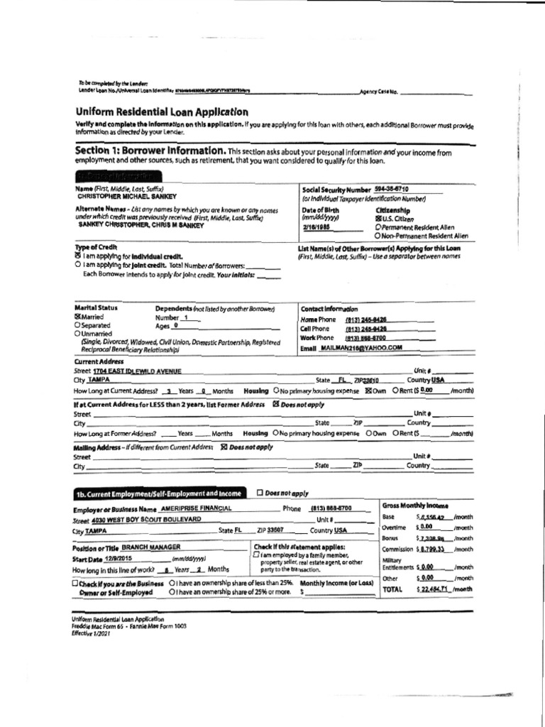 Final 1003 - All Pages (1) | PDF | Mortgages | Finance & Money Management