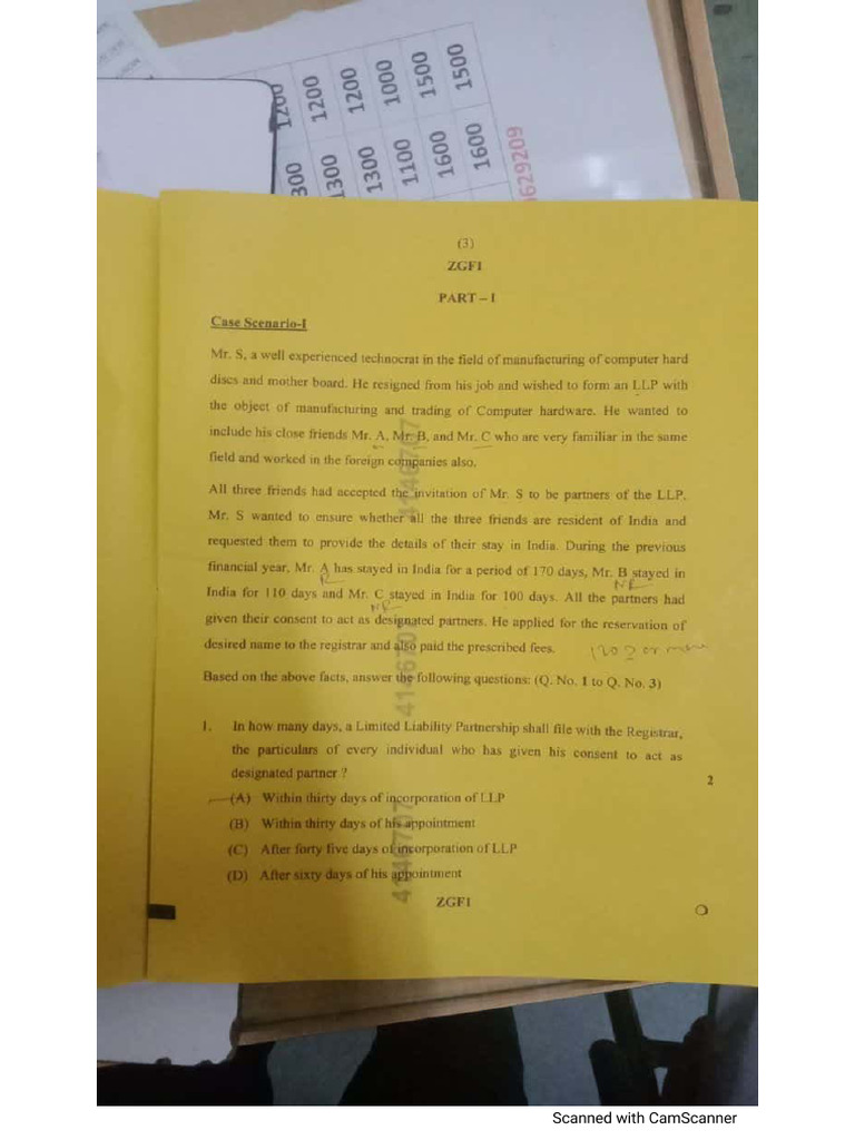 CA Inter Law MCQ QP Sept 2024 Exam Castudynotes Com | PDF