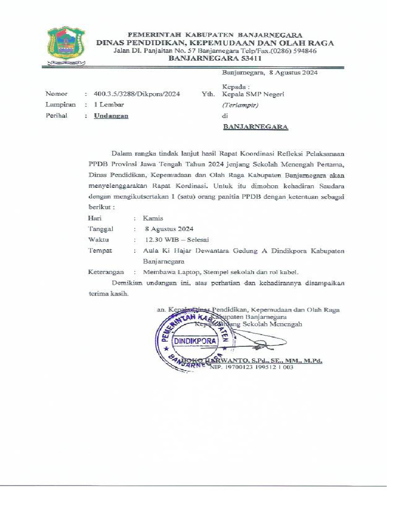 Revisi Surat Undangan PPDB Invalid | PDF