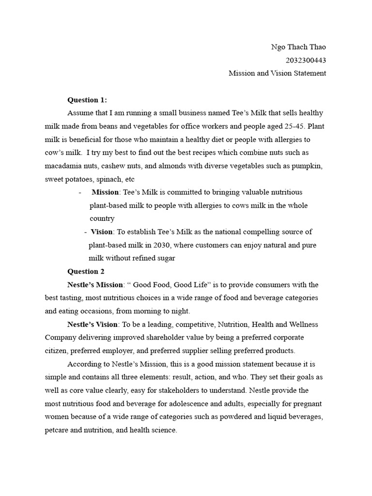 Mission and Vision Statement | PDF