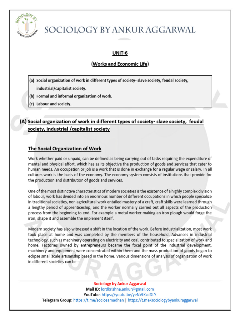 Work Organization in Feudal Societies | PDF | Slavery | Employment