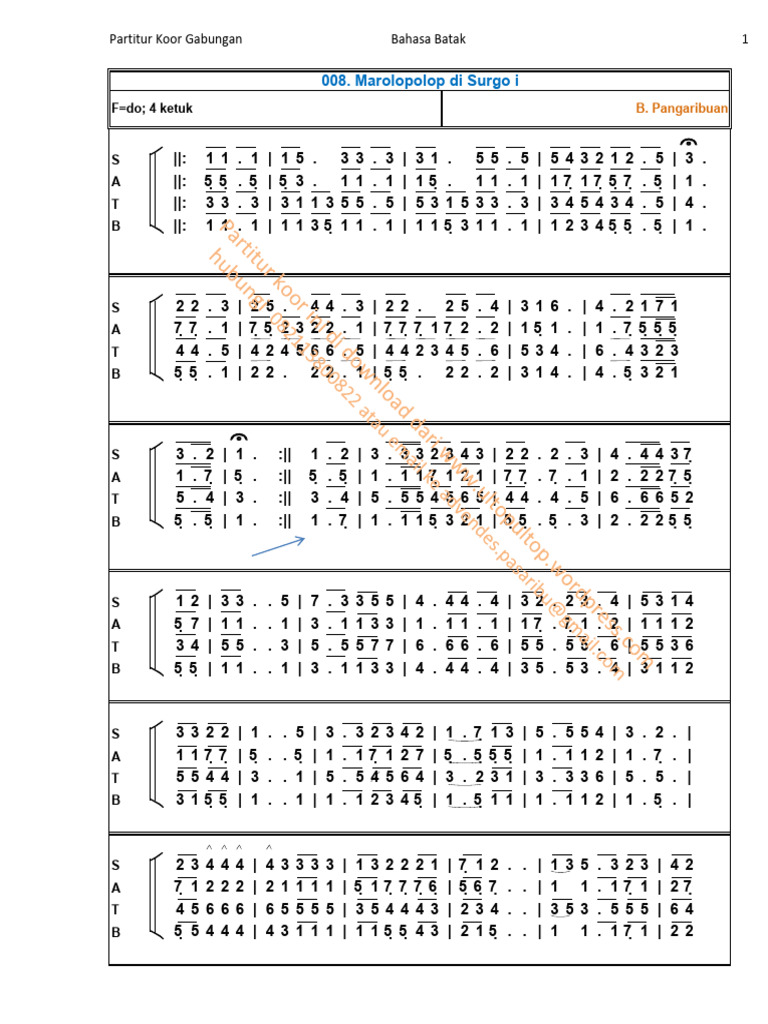 Marolopolop Di Surgo I - Koor SATB | PDF