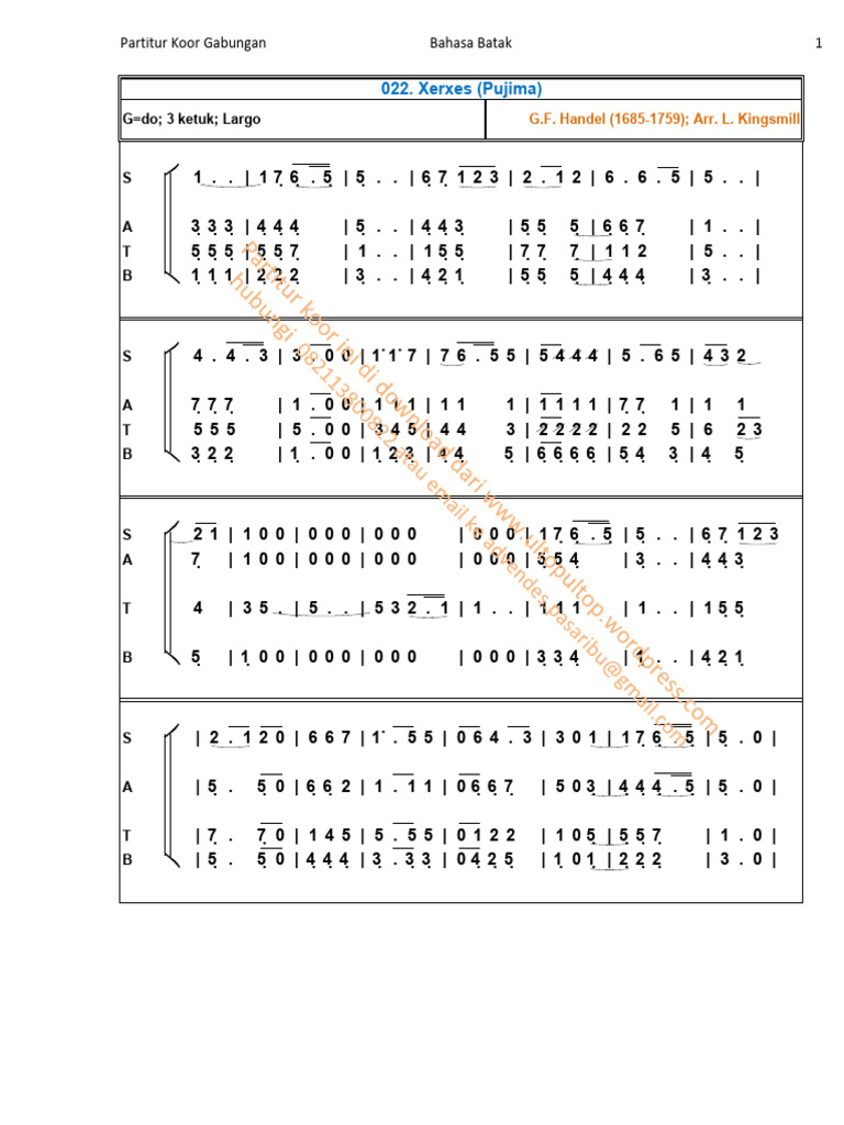 Xerxes (Pujima) - Koor SATB | PDF