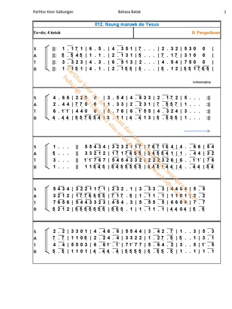 Naung Manaek Do Yesus - Koor SATB | PDF