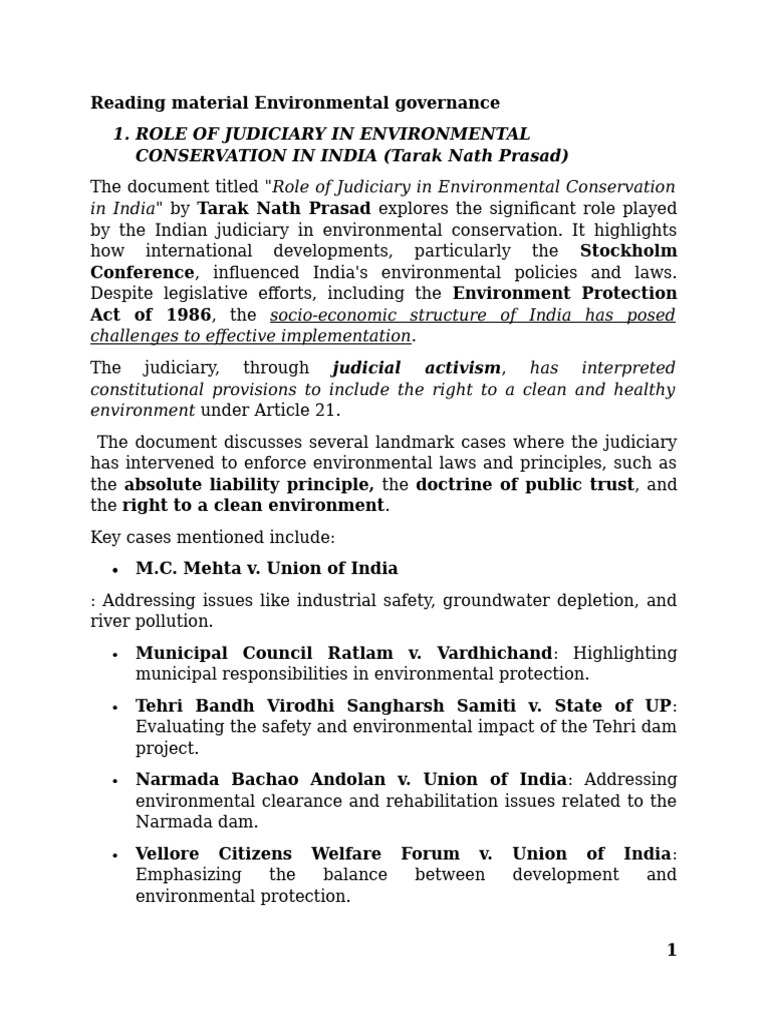 Reading Material Environmental Governance | PDF | Sustainability ...