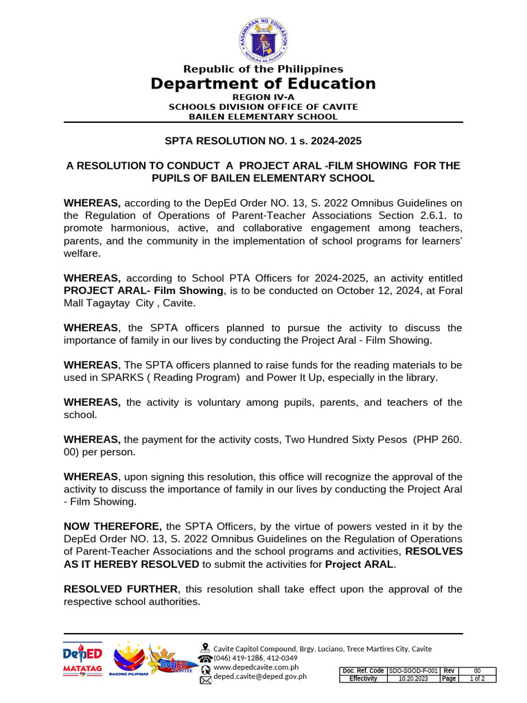 2024 Resolution BES | PDF | Educational Organizations