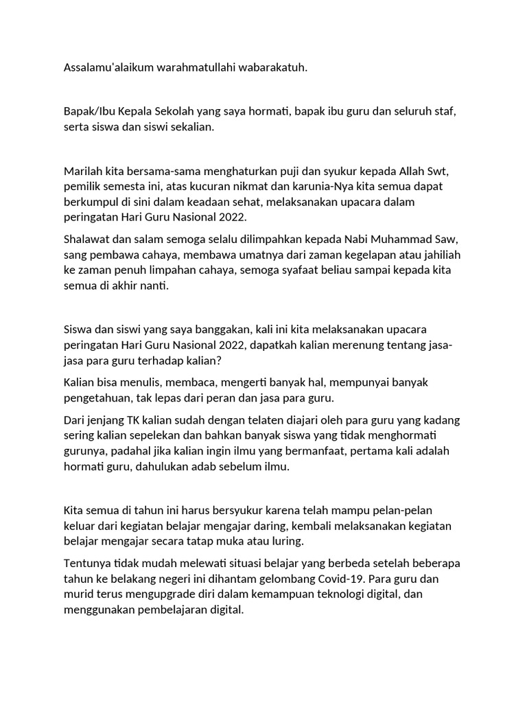 Amanat Hari Guru | PDF | Karier & Perkembangan | Kesehatan Holistik