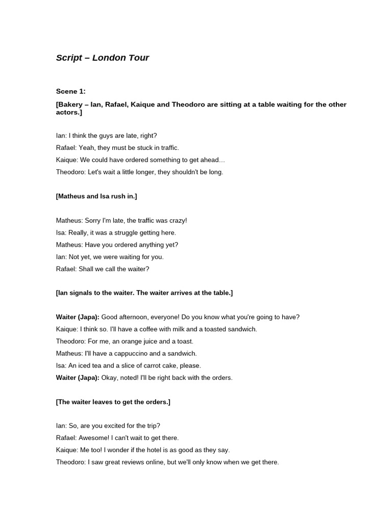 Script London Tour | PDF | Menu | Restaurants
