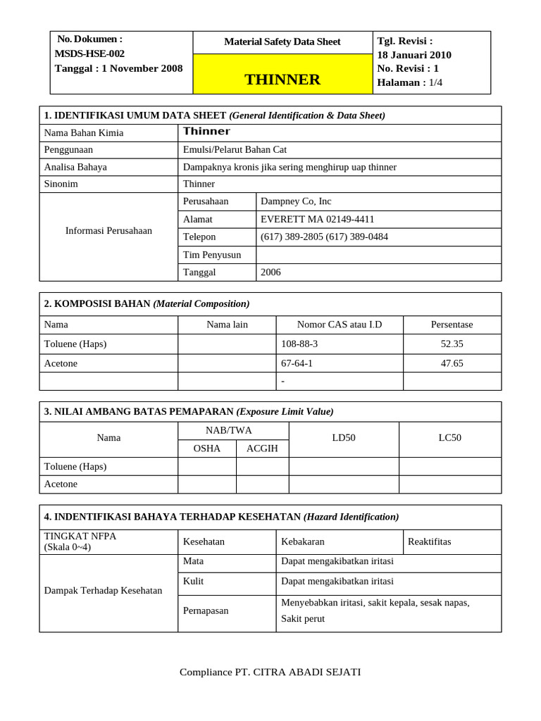 MSDS-HSE-002-Thinner | PDF