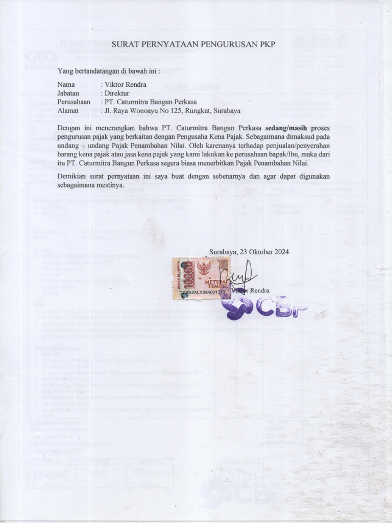 surat pengurusan pkp | PDF