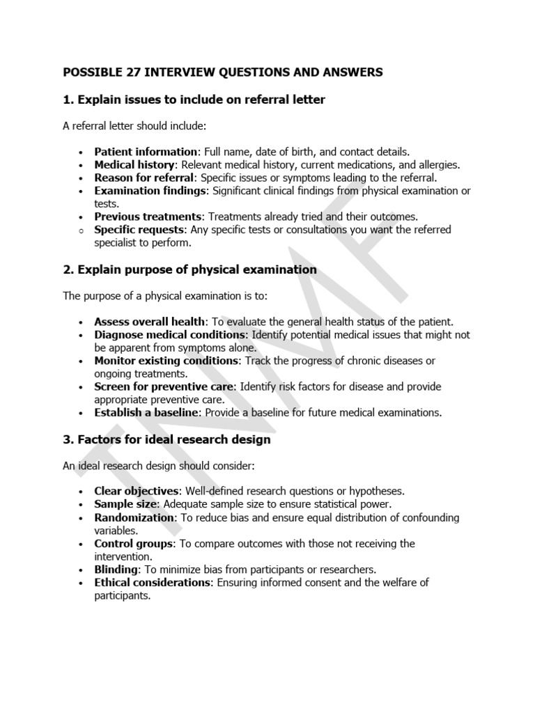 Possible 27 Interview Qns and Answers Series 3 English Version | PDF | Infection | Medical ...