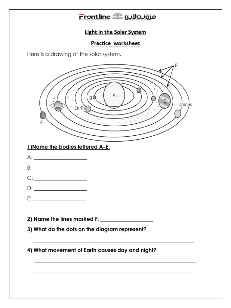Light in The Solar System Practice Worksheet | PDF