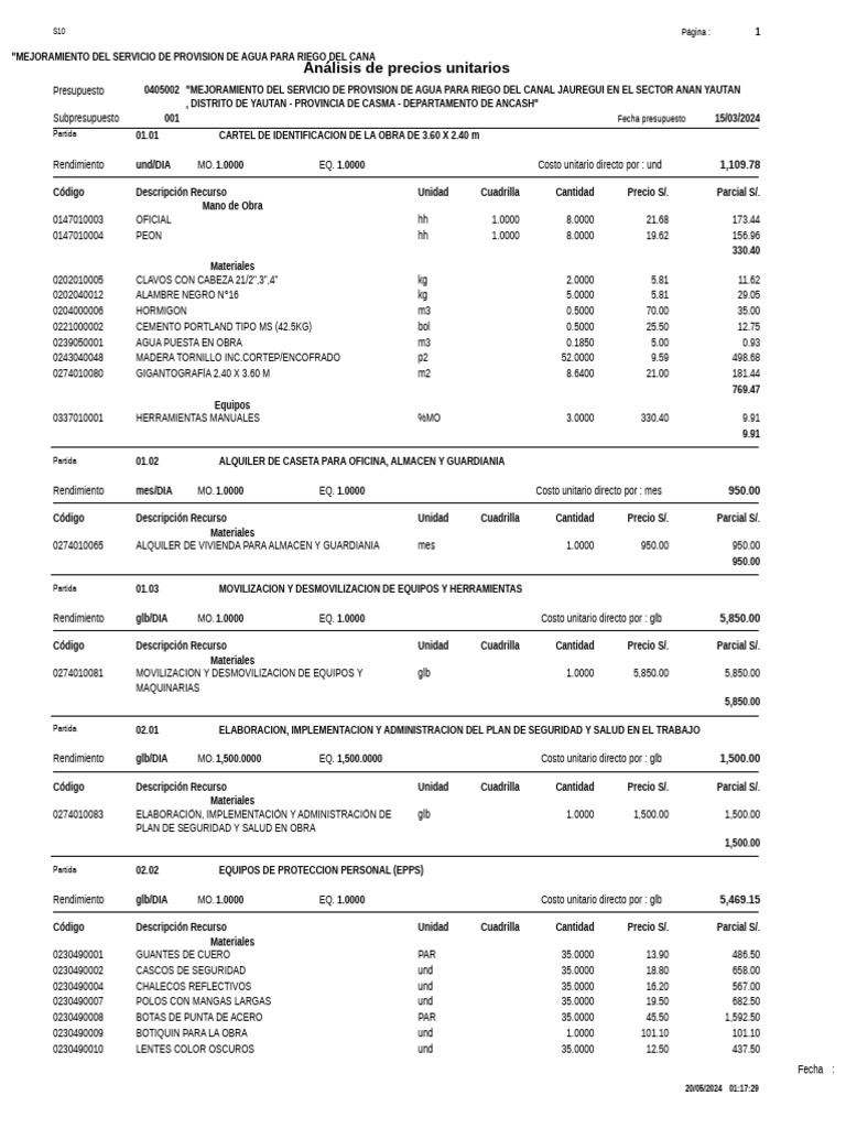 Analisissubpresupuestovarios Hpde | PDF | Hormigón | Albañilería