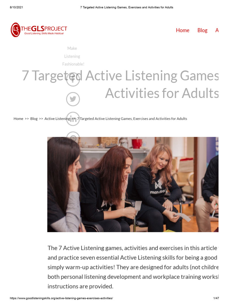 Active Listening Games for Adults | PDF | Nonverbal Communication ...