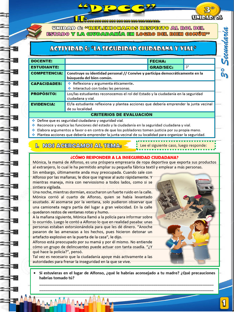 3° DPCC - Actv.05-Unid.6 2023 | PDF | Crímenes | Crimen y violencia