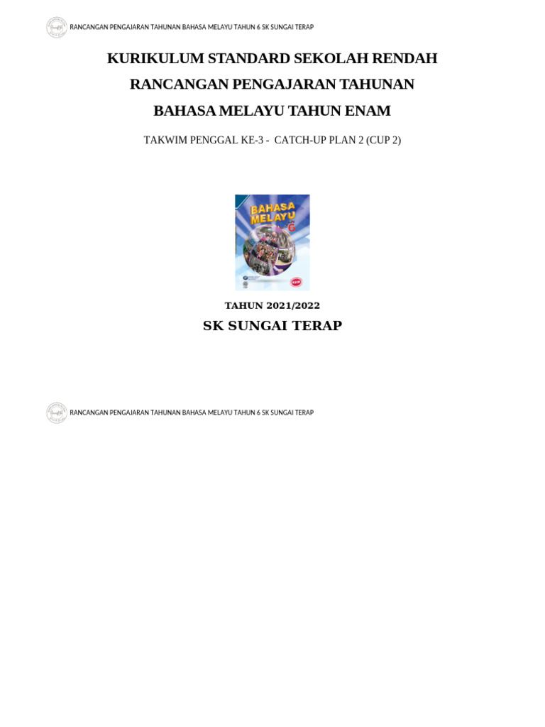 RPT Cup BM Tahun 6 | PDF