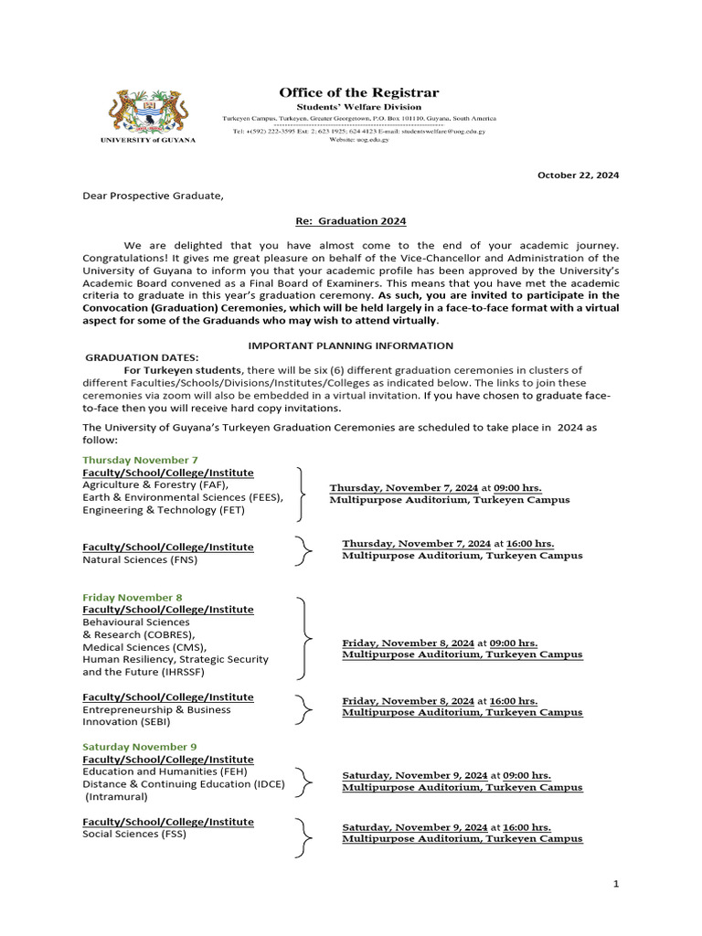 Convocation Advisory 2024 FINAL Tuesday October 22 | PDF