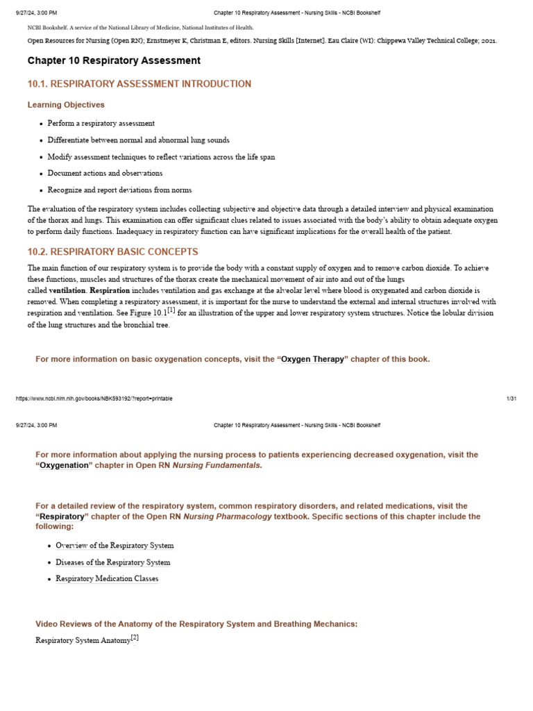 Respiratory Assessment for Nurses | PDF | Respiratory Tract | Thorax