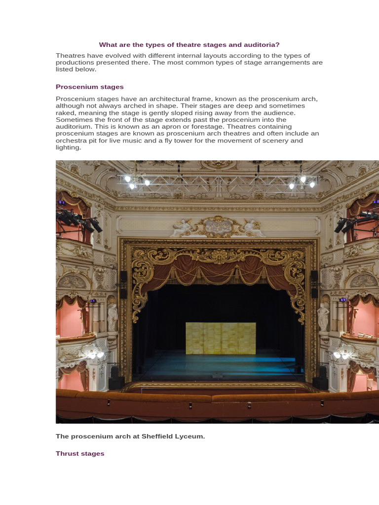 KINDS OF THEATER STAGE | PDF | Performing Arts | Theatre