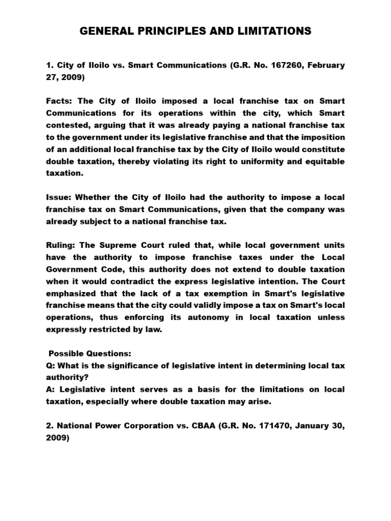 General Principles and Limitations Digest | PDF | Taxes | Value Added Tax