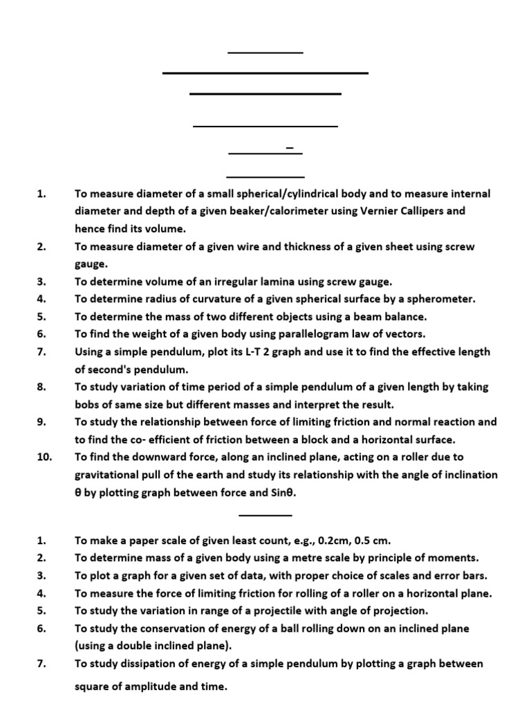 Class 11 Physics Practical List 2025 | PDF | Electrical Resistance And ...