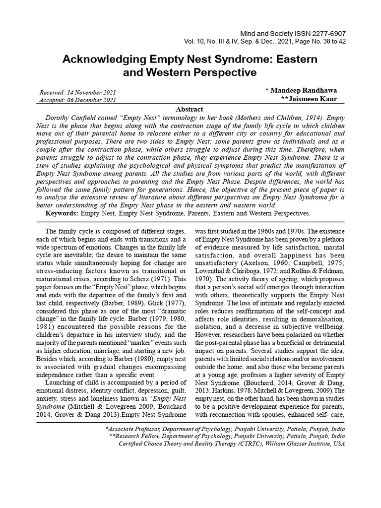 Understanding Empty Nest Syndrome | PDF | Stress (Biology) | Family