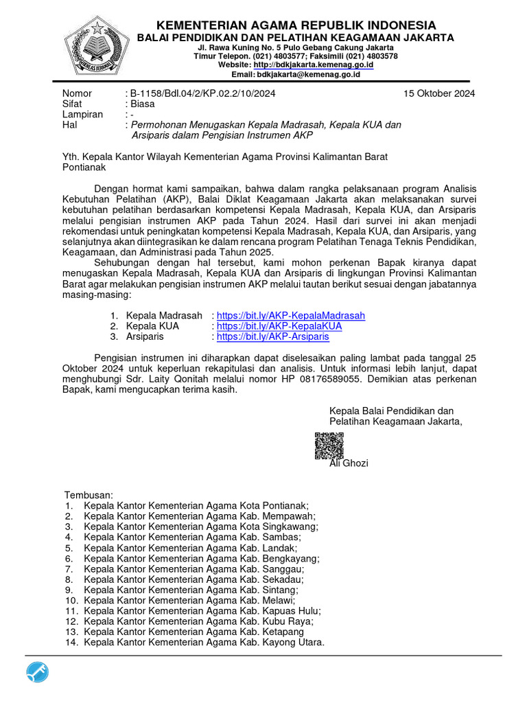 Permohonan Pengisian Instrumen AKP | PDF