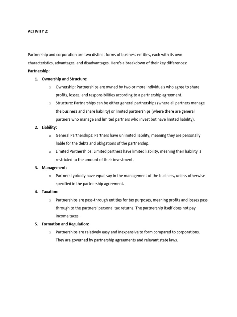 ACTIVITY 2 | PDF | Partnership | Corporations