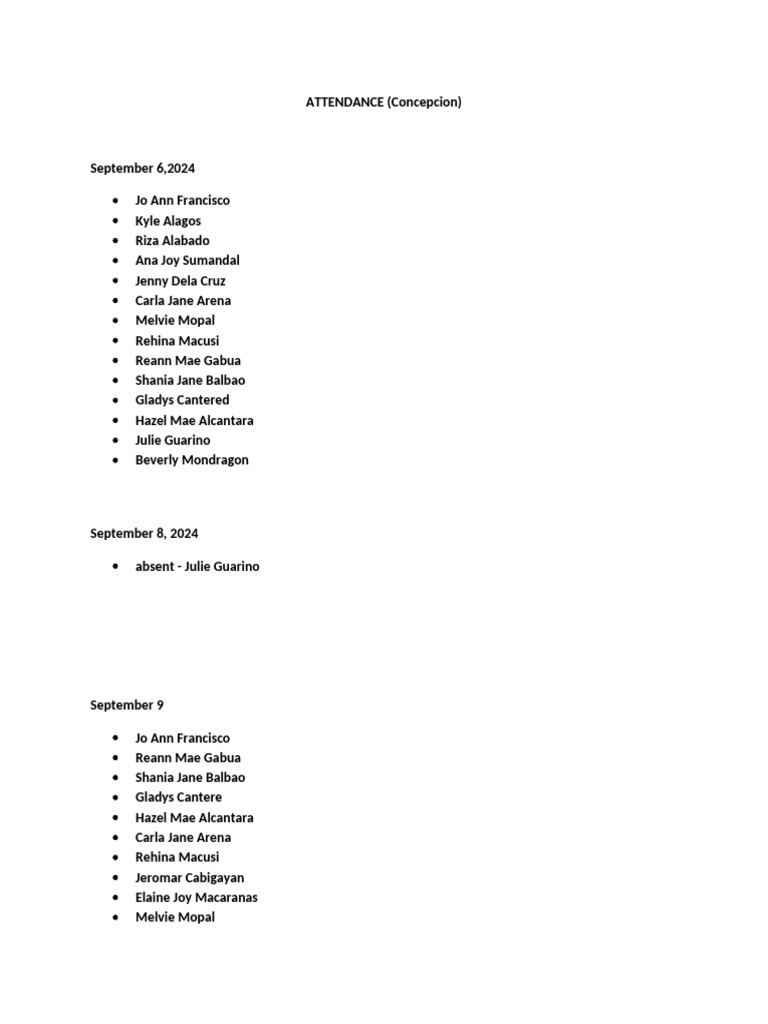 Attendance-Nstp 2 | PDF