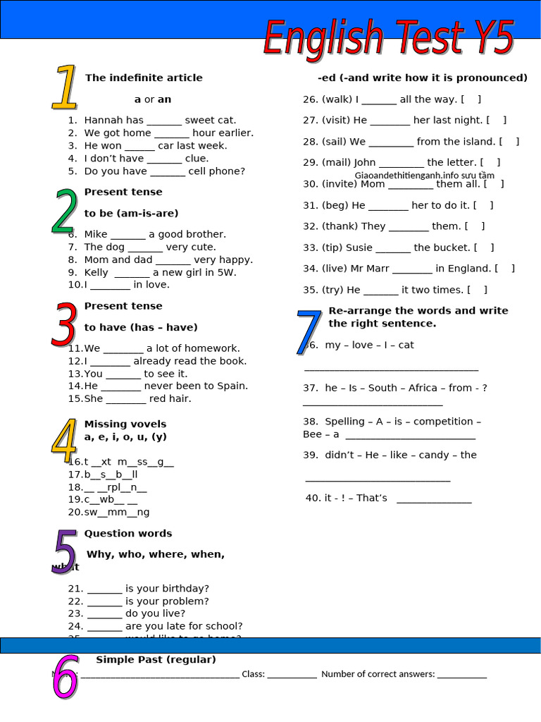 test-y5-fun-activities-games-tests_2286 | PDF | Grammar | Languages