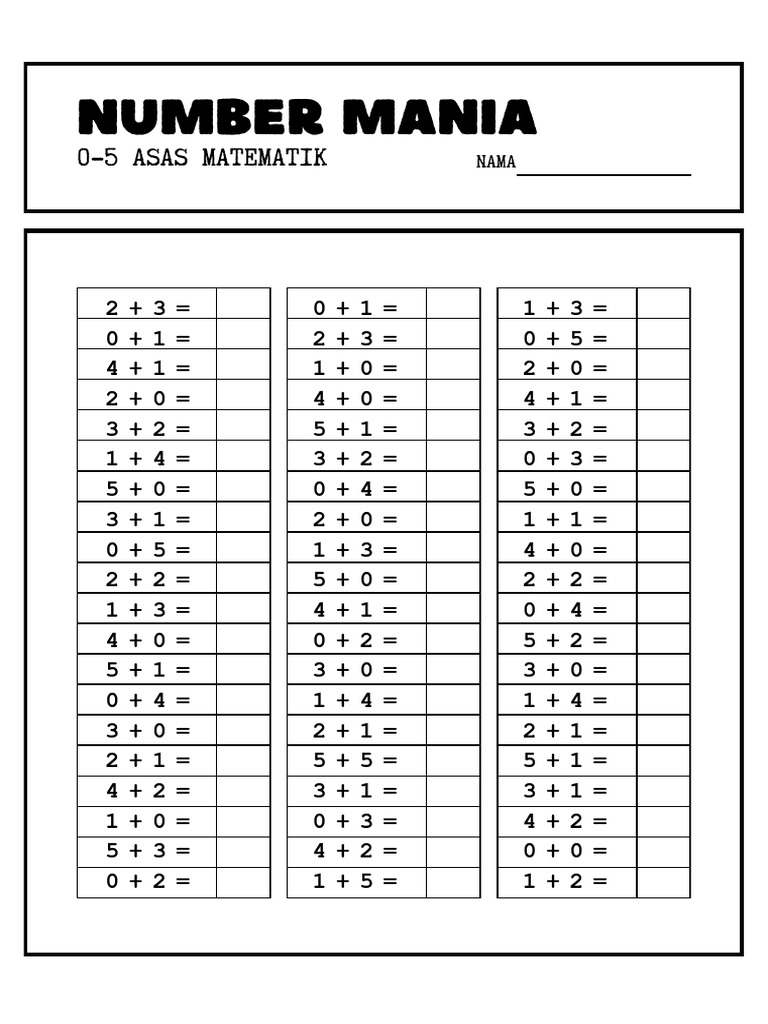 Number Mania Aras Rendah | PDF