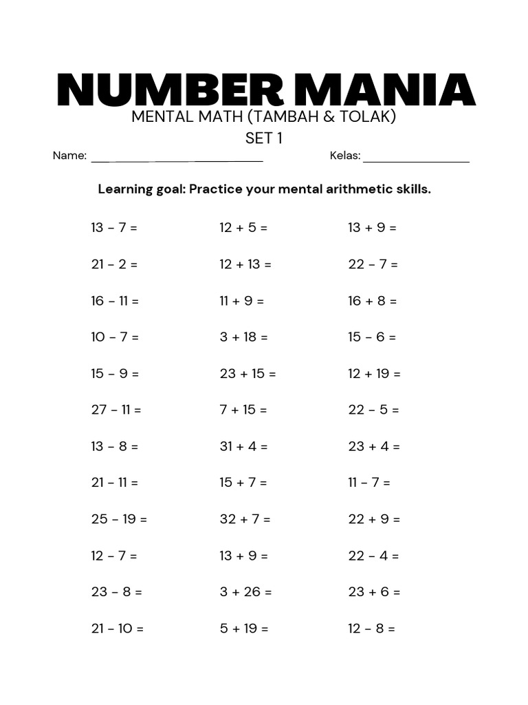 Mental Math Practice for Kids | PDF