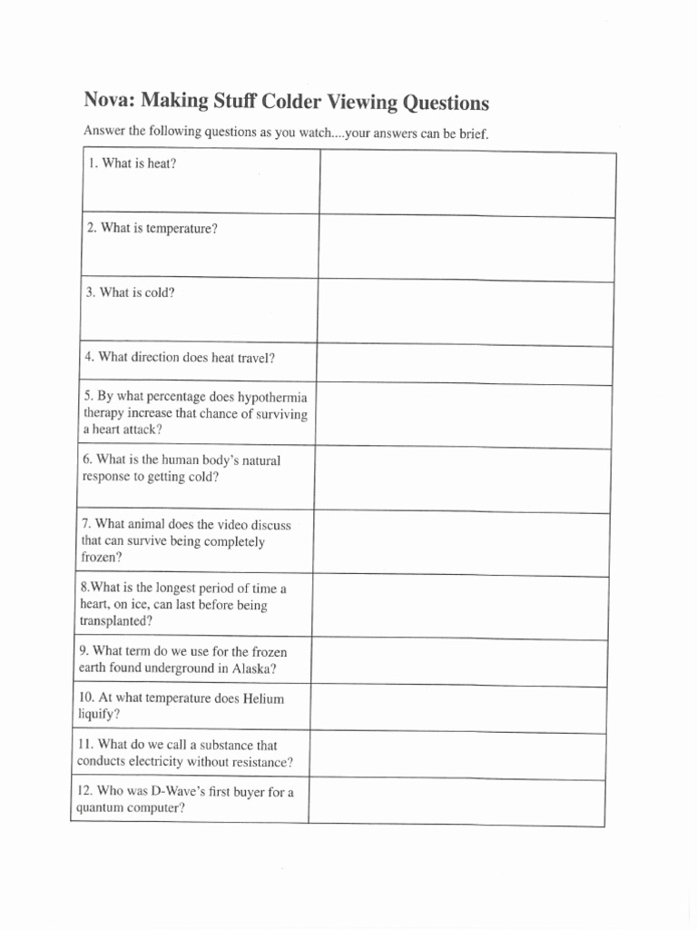 Nova Video Worksheet | PDF