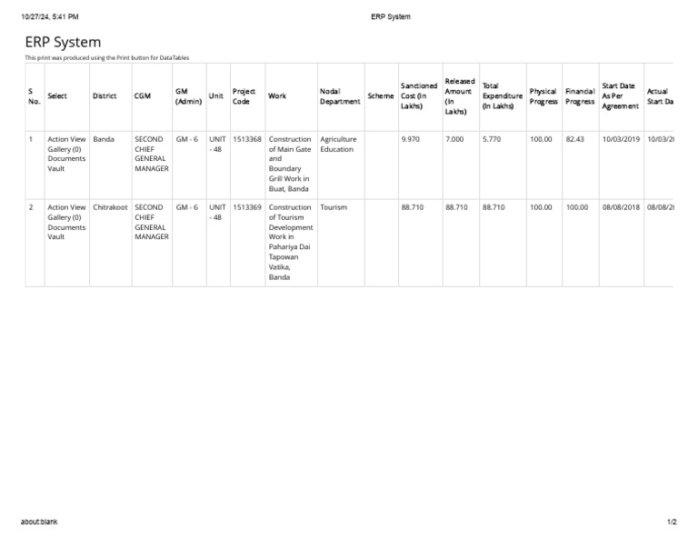 Erp System: This Print Was Produced Using The Print Button For ...
