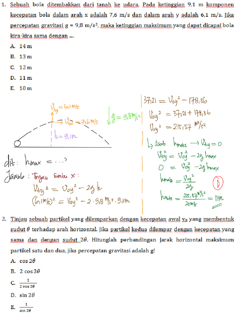 PEMBAHASAN SOAL LATIHAN 2_PROJECTILE MOTION | PDF