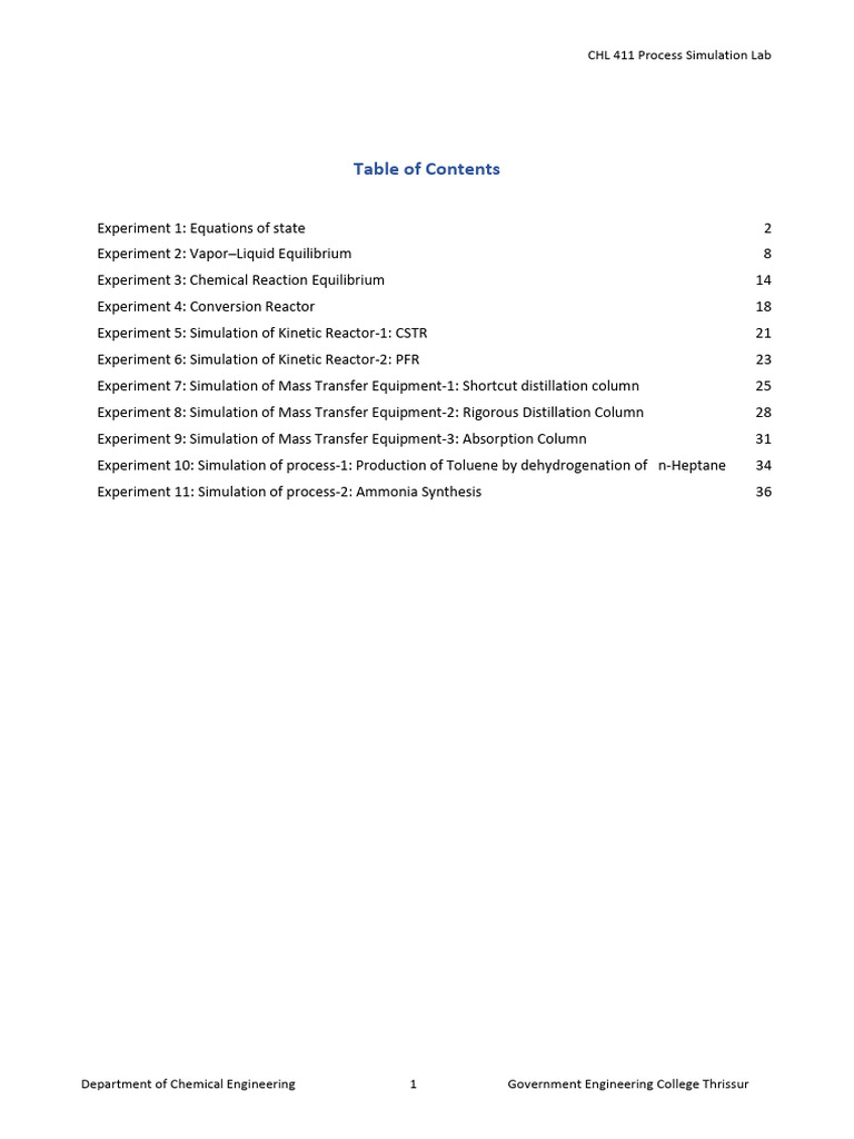 Lab Manual - Process Simulation Lab | PDF | Distillation | Stoichiometry
