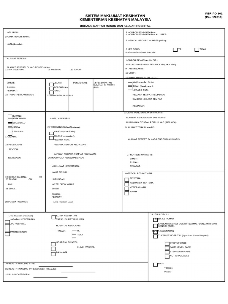 Borang Pendaftaran Hospital KKM | PDF