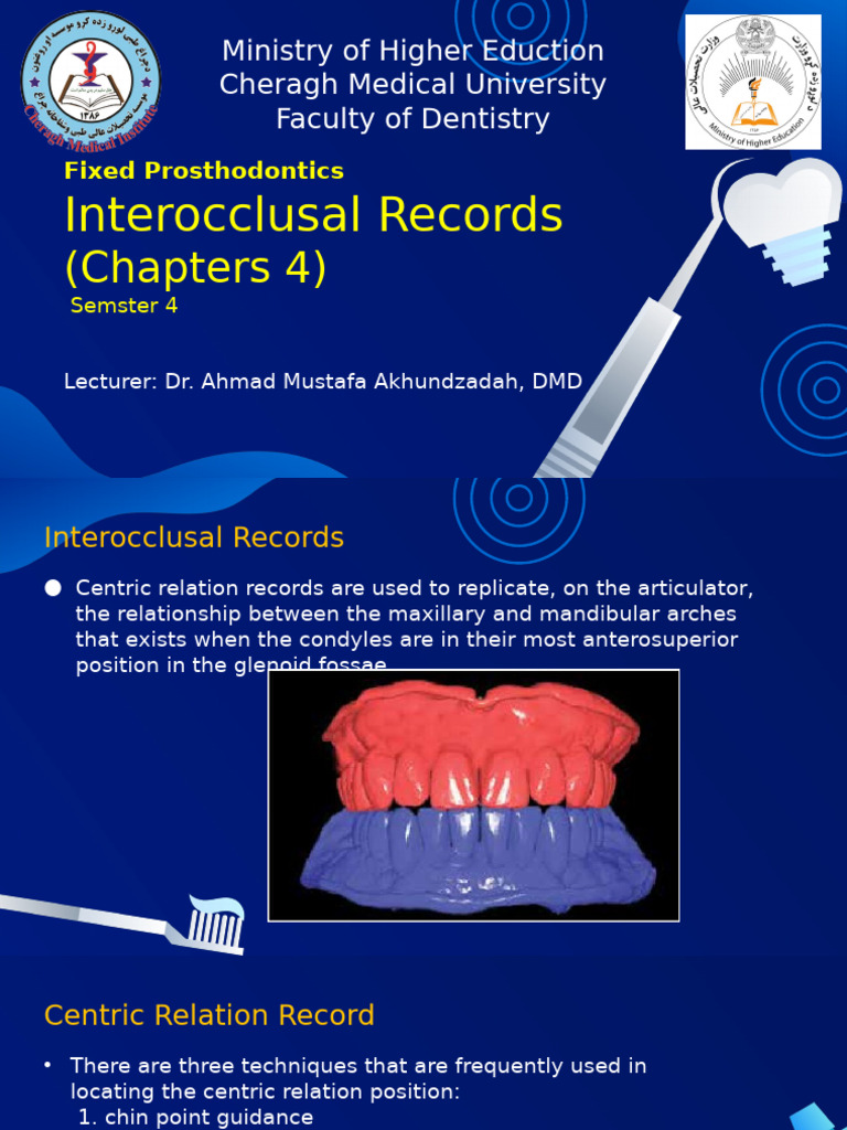 Interocclusal Records in Fixed Prosthodontics | PDF | Dentistry Branches