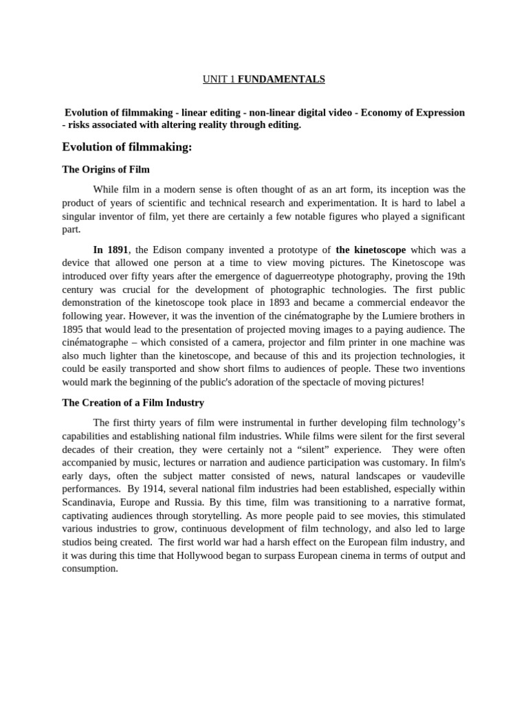 UNIT 1 FUNDAMENTALS | PDF | Editing | Video UNIT 1 FUNDAMENTALS | PDF | Editing | Video