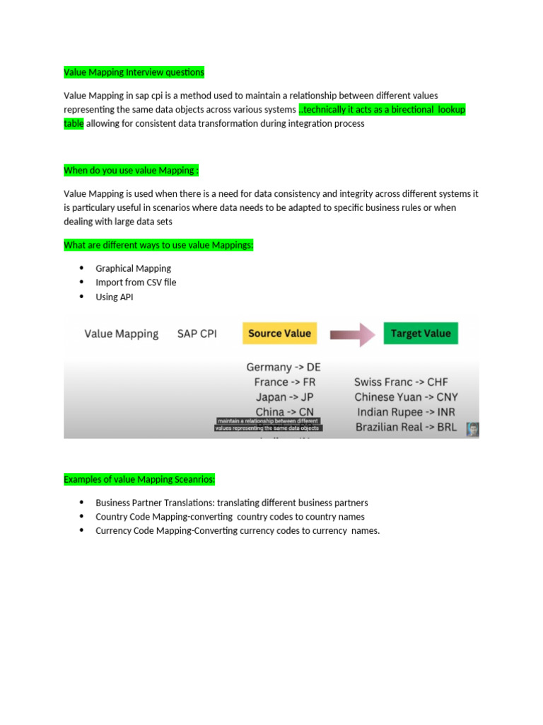 Value Mapping Interview Questions | PDF | Comma Separated Values | Computer Science