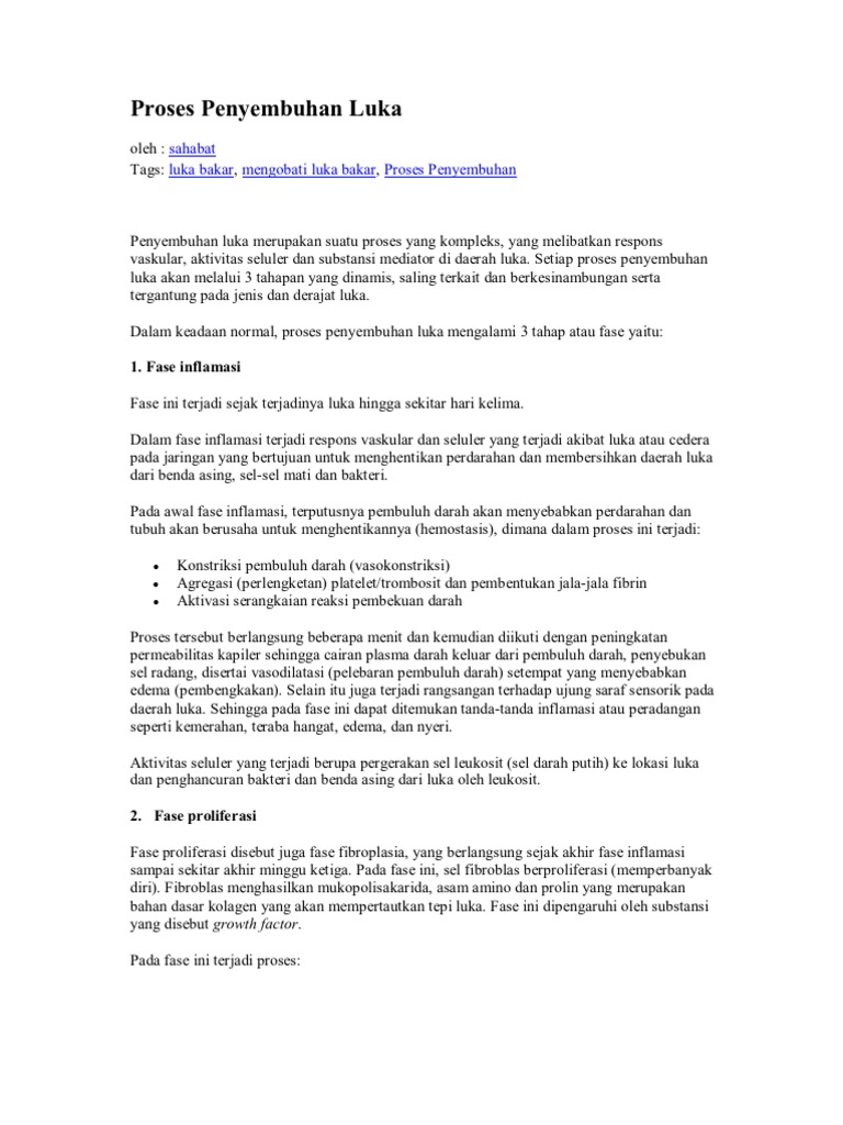 Tahapan Proses Penyembuhan Luka | PDF