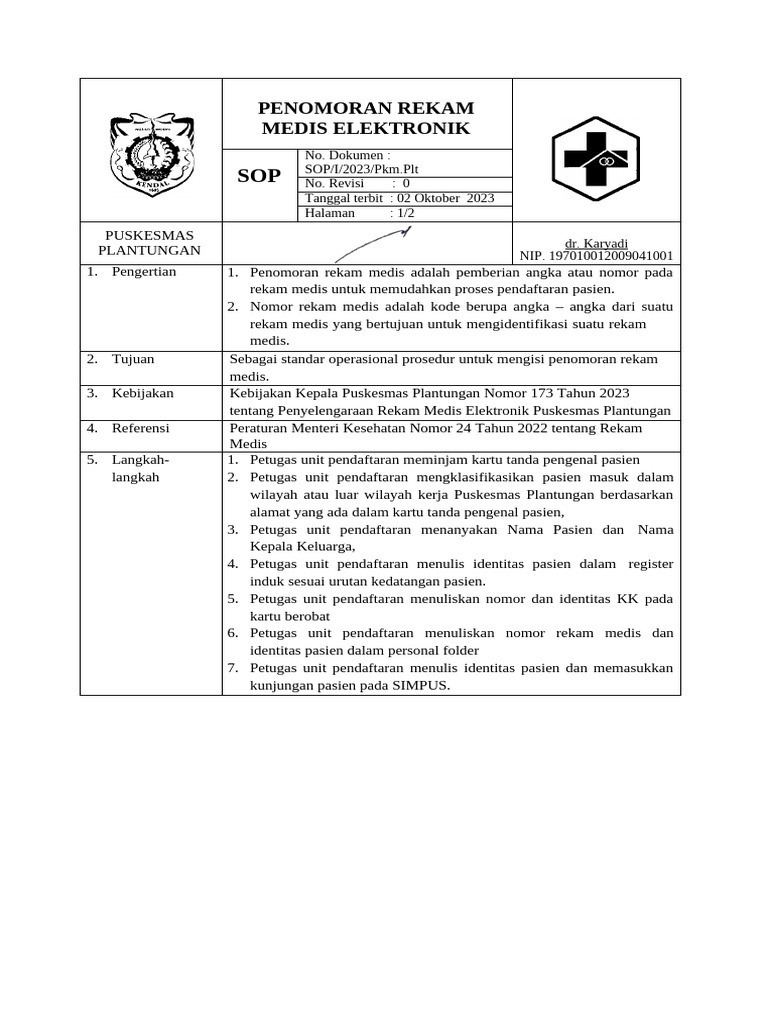 Sop Penomoran Rme | PDF